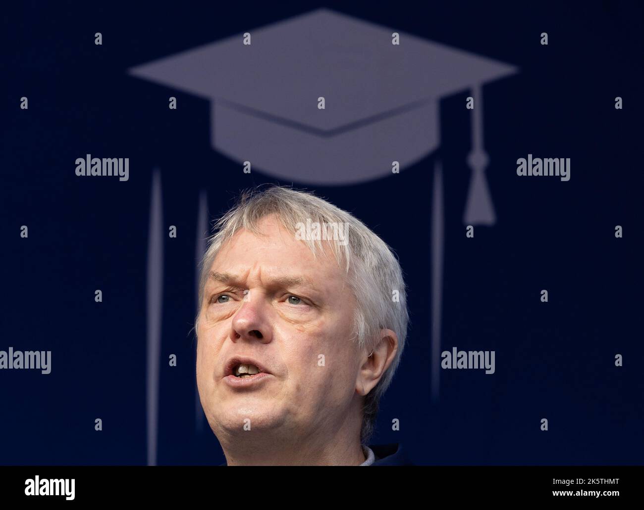 VUB rector Jan Danckaert pictured during the proclamation ceremony for ...