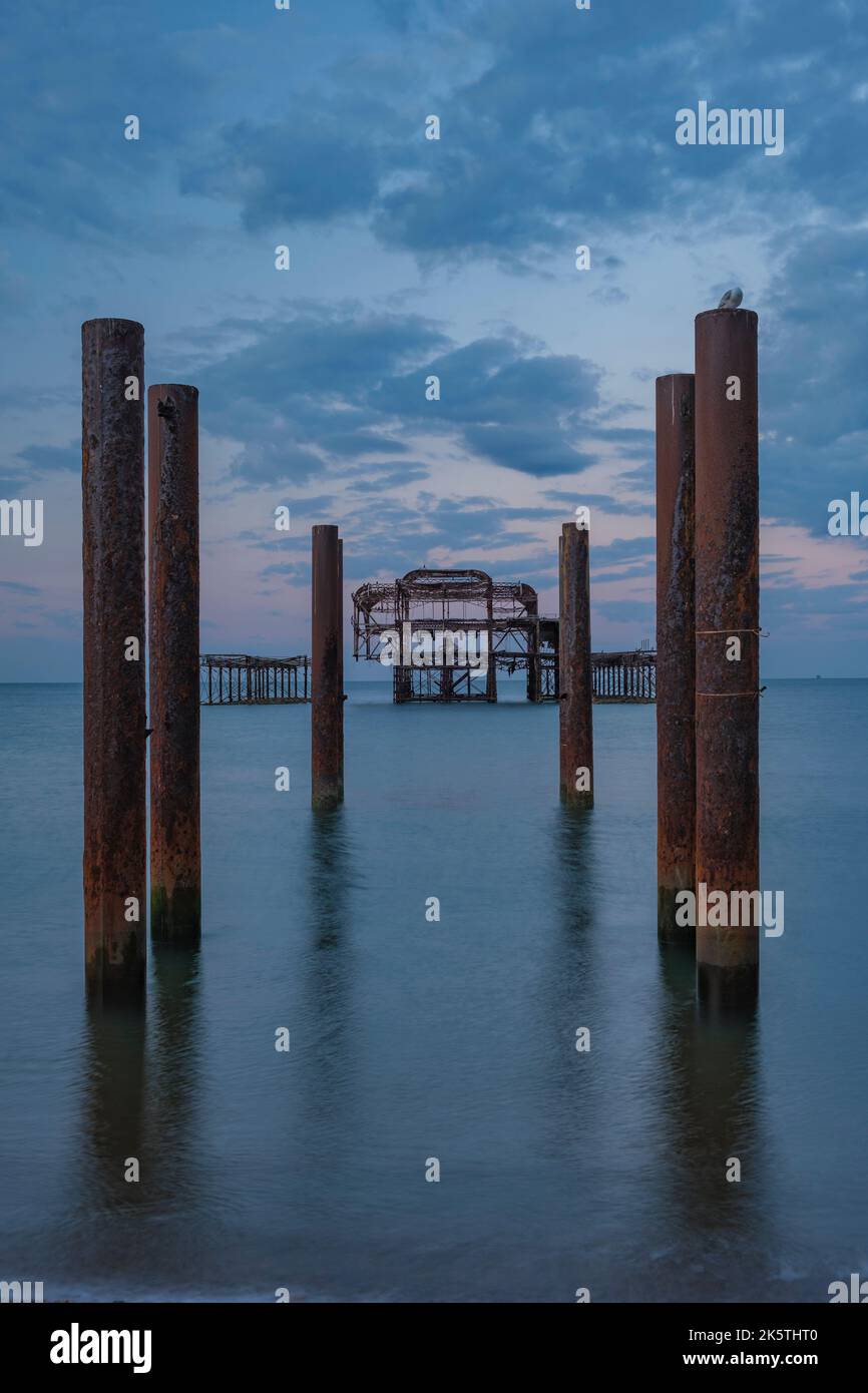 Dawn long exposure of West Pier, Brighton in Summer 2022 Stock Photo ...