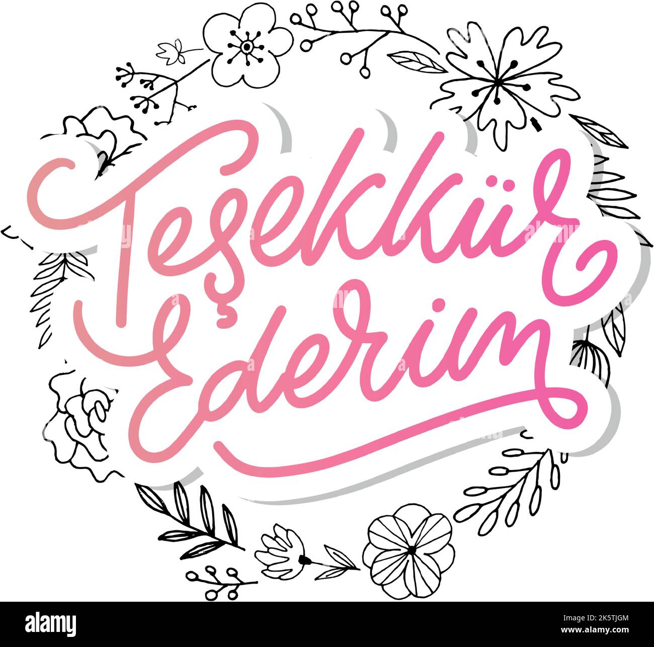 Text in the Turkish: Thank you. Lettering. Ink illustration. Modern ...