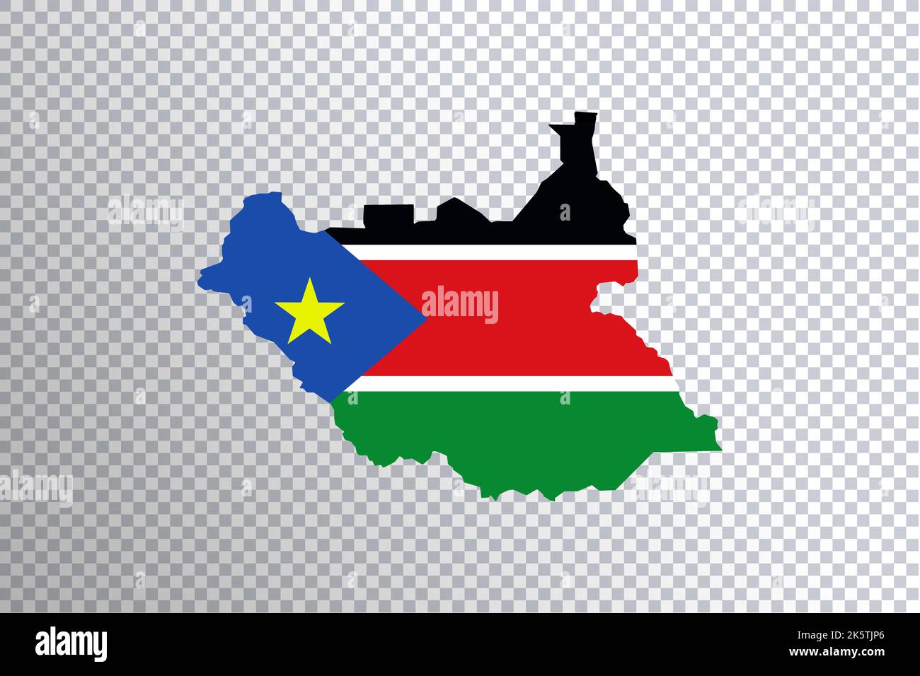 South Sudan flag on map, transparent background, Clipping path Stock ...
