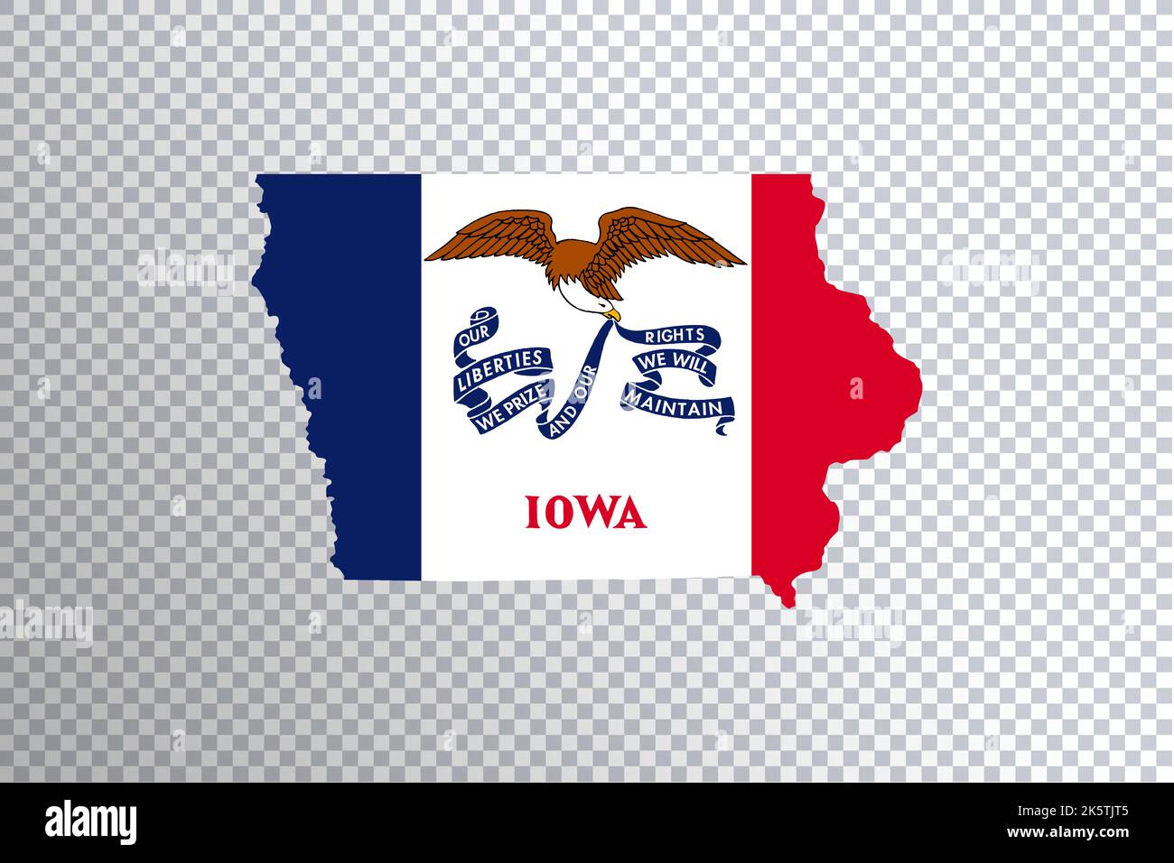 Iowa flag on map, transparent background, Clipping path Stock Photo - Alamy