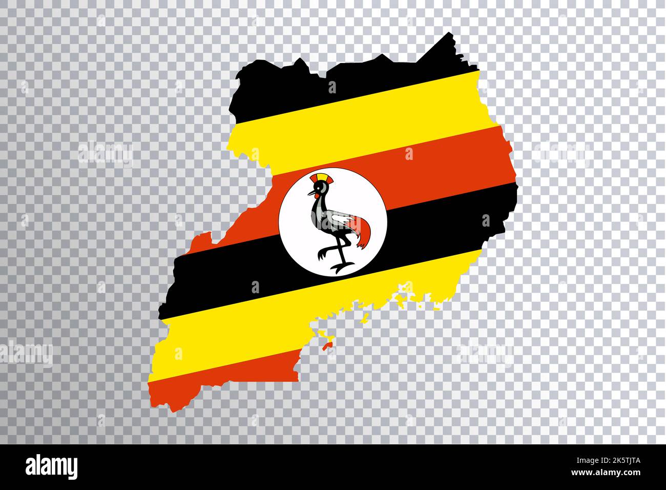 Uganda flag on map, transparent background, Clipping path Stock Photo ...