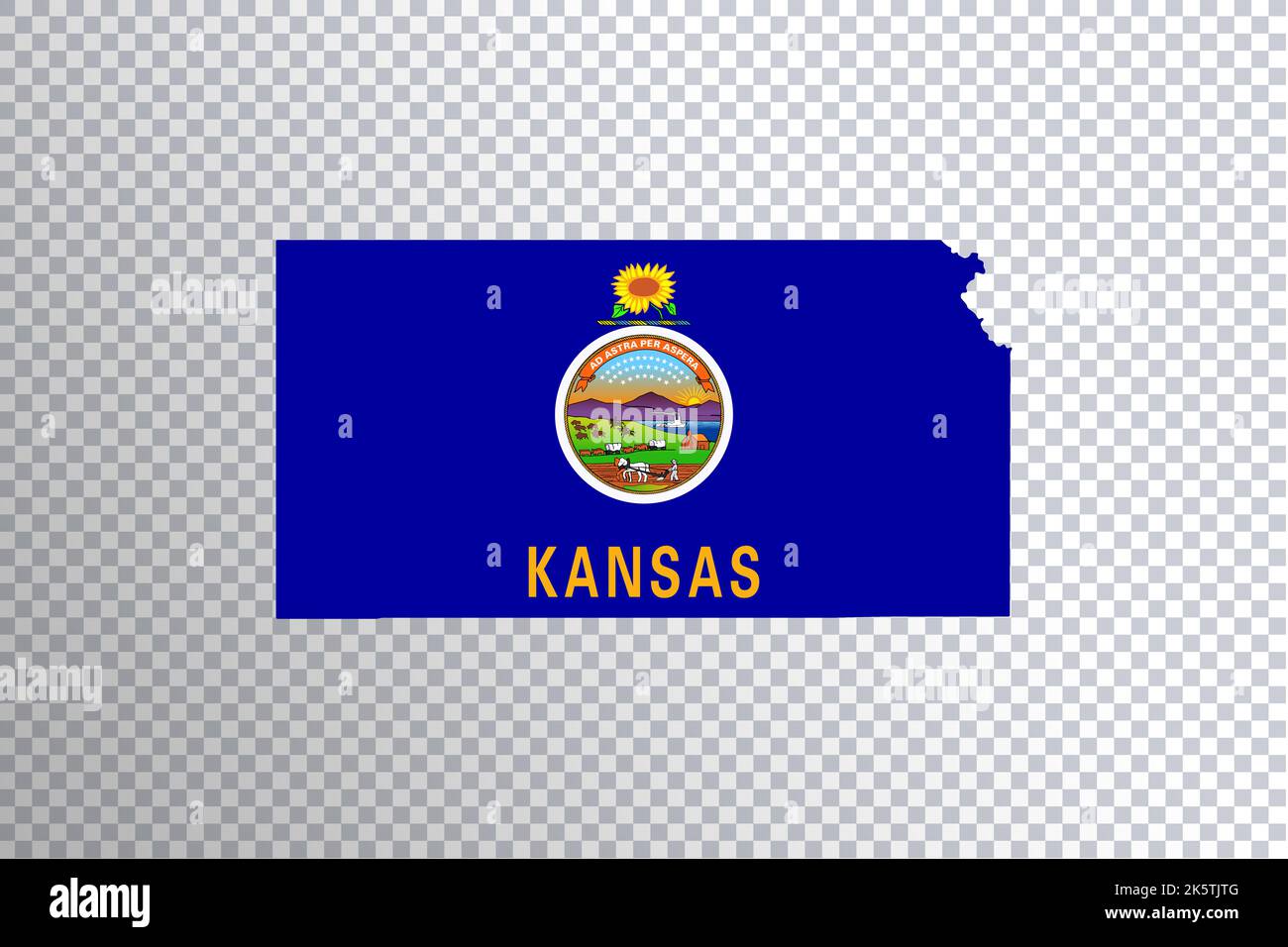 Kansas flag on map, transparent background, Clipping path Stock Photo ...