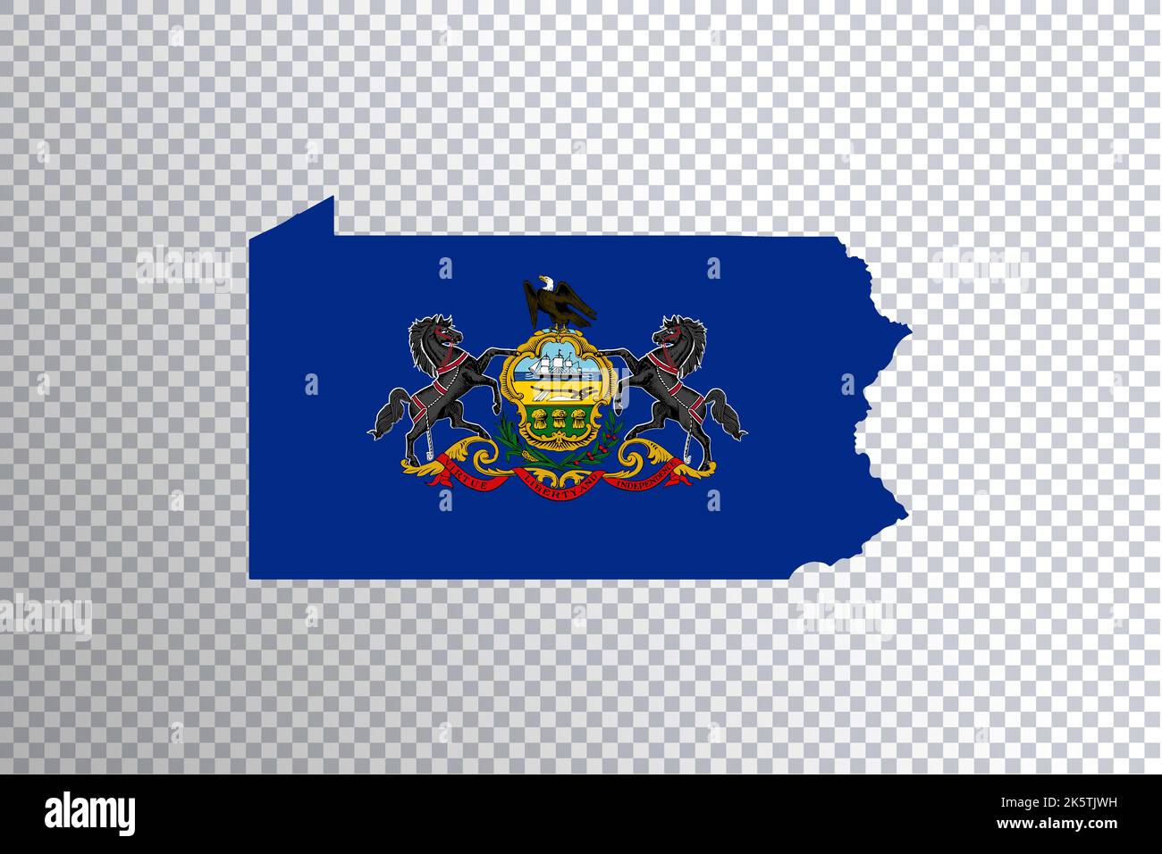 Pennsylvania flag on map, transparent background, Clipping path Stock ...