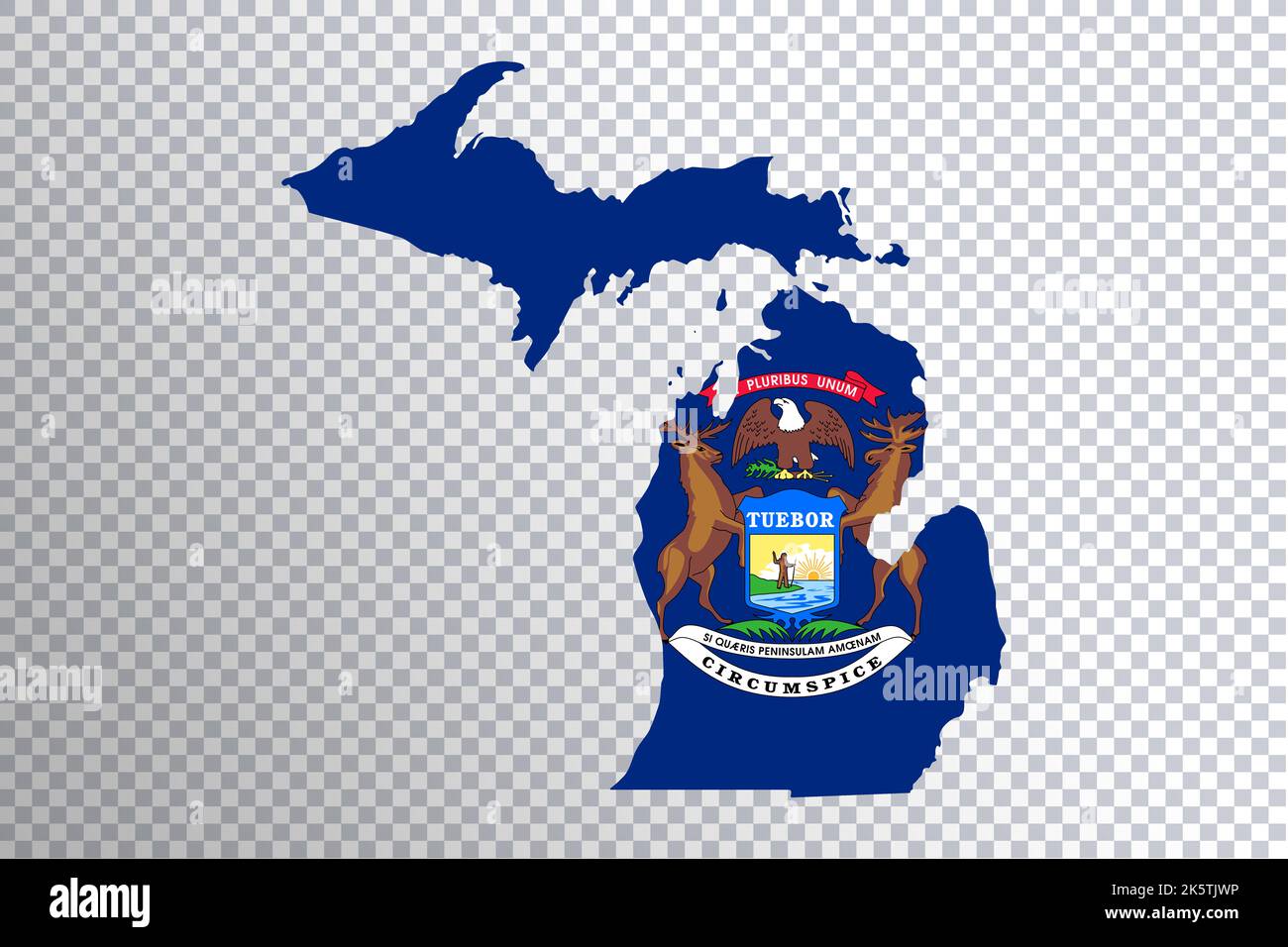 Michigan flag on map, transparent background, Clipping path Stock Photo ...