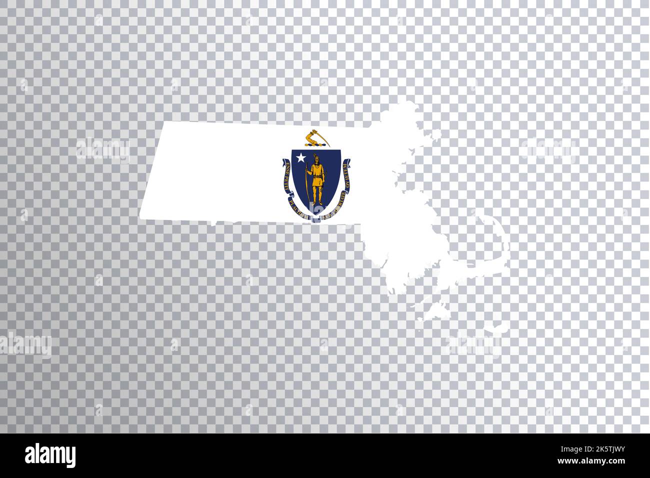 Massachusetts flag on map, transparent background, Clipping path Stock ...