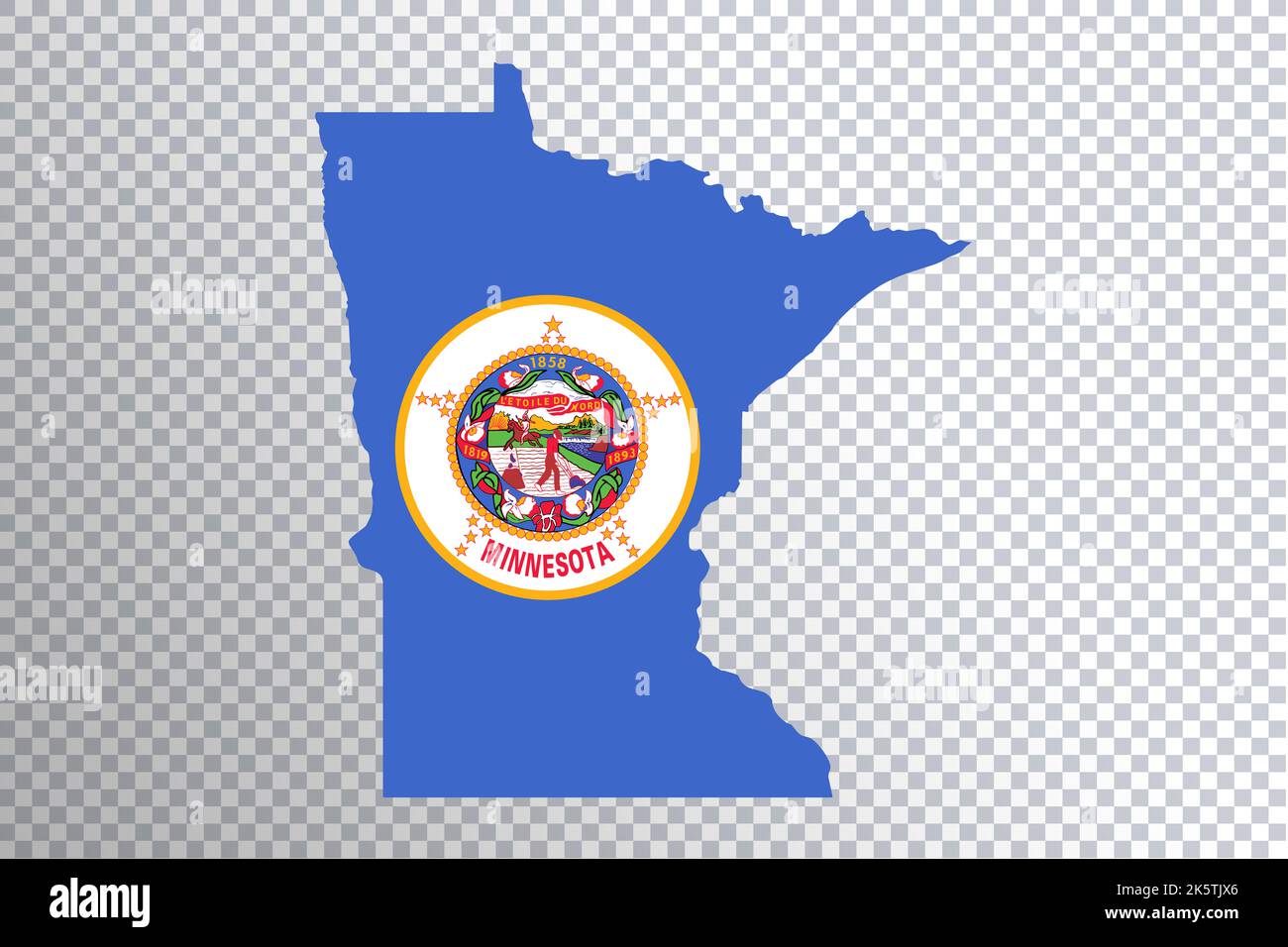 Minnesota flag on map, transparent background, Clipping path Stock ...