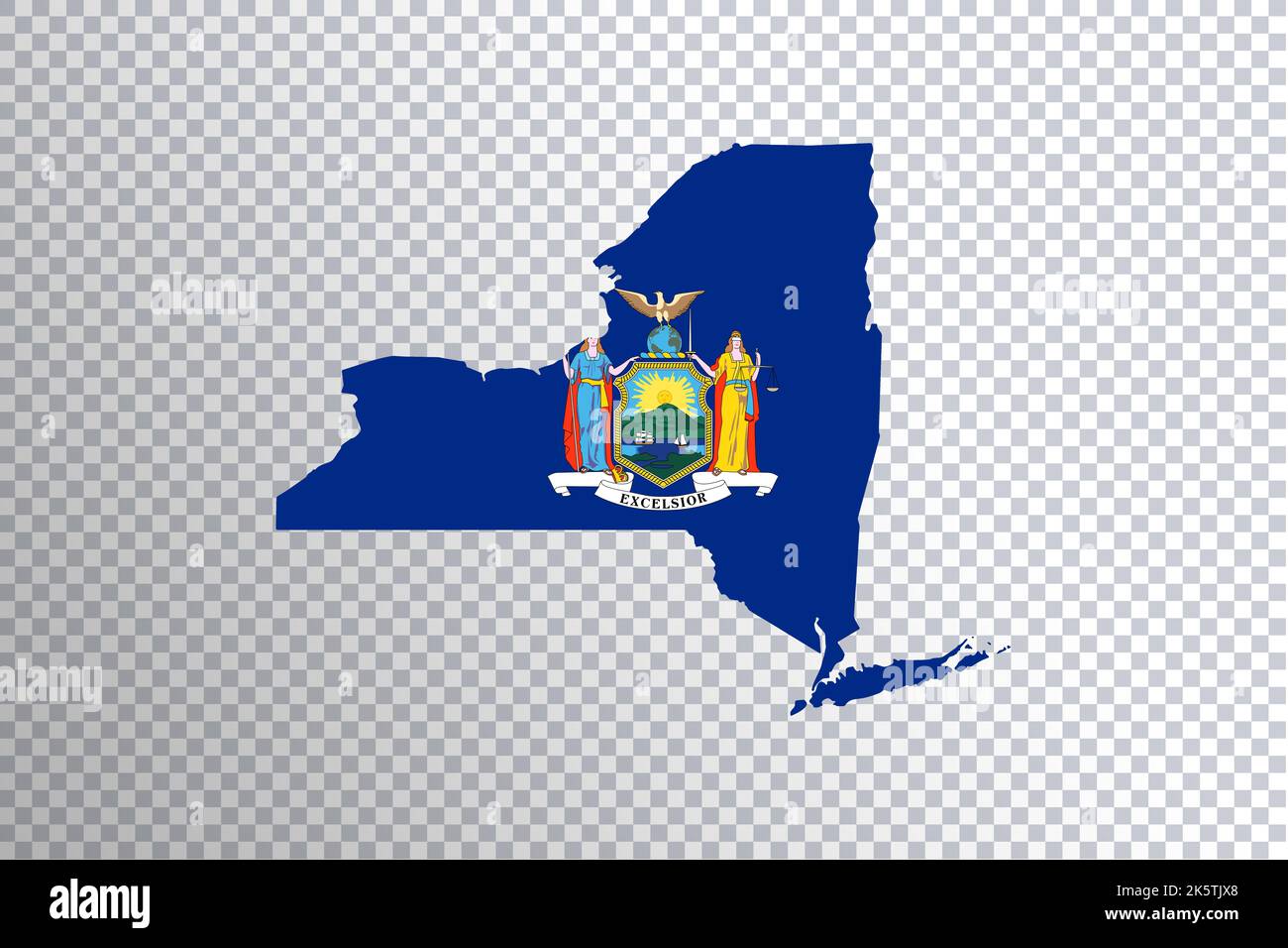 New York flag on map, transparent background, Clipping path Stock Photo ...
