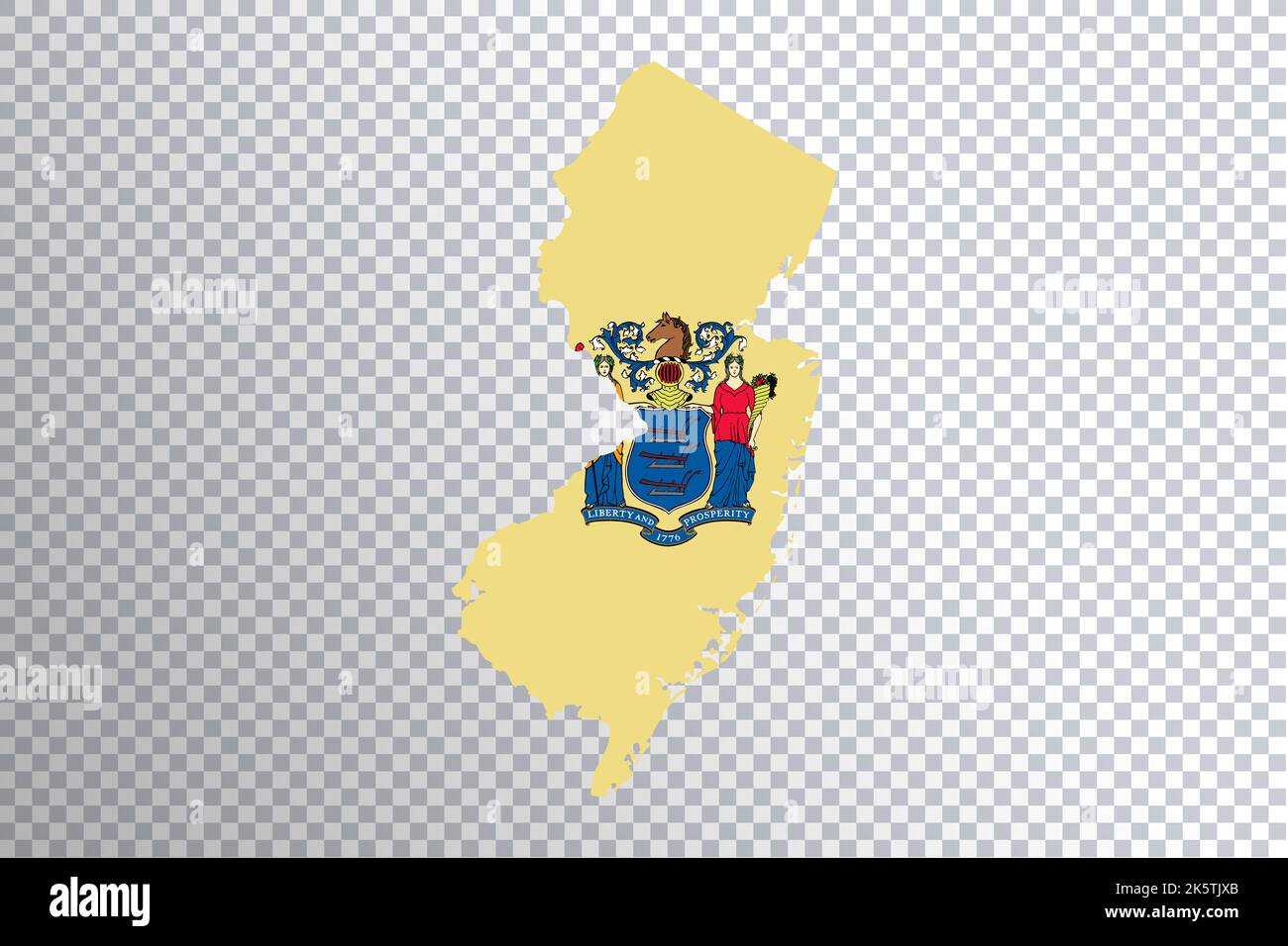 New Jersey flag on map, transparent background, Clipping path Stock ...