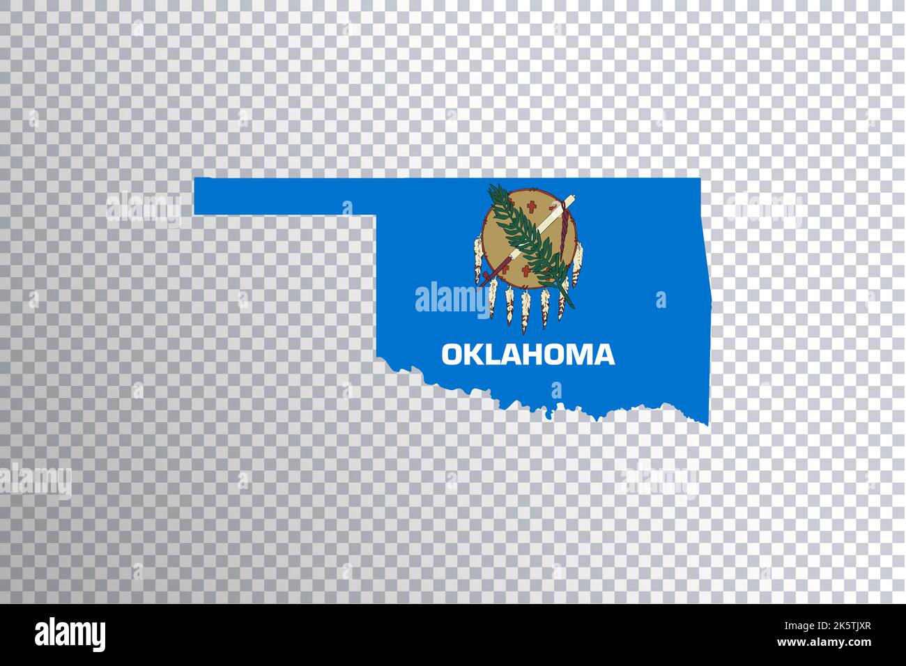 Oklahoma flag on map, transparent background, Clipping path Stock Photo ...