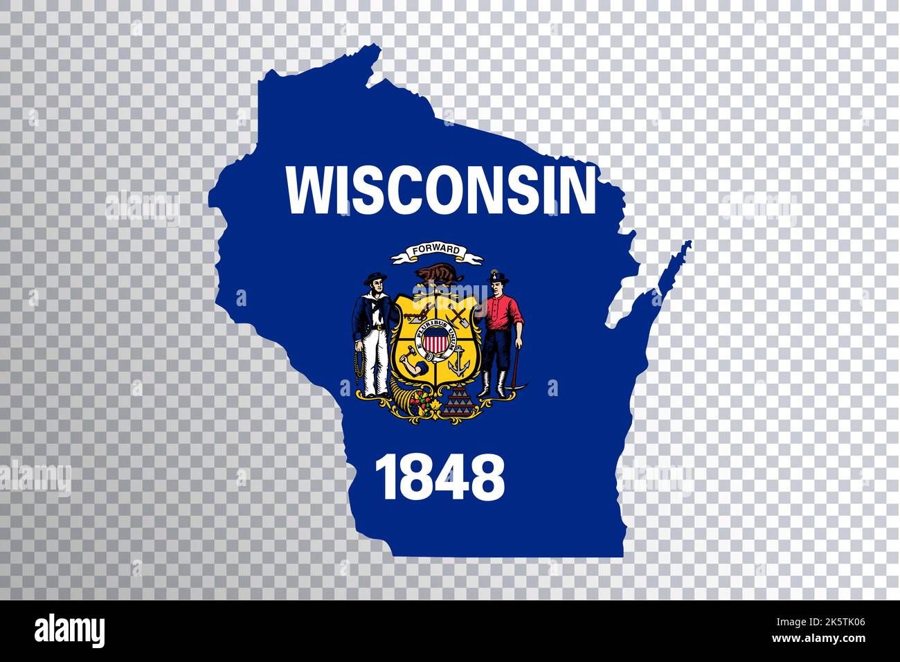 Wisconsin flag on map, transparent background, Clipping path Stock ...