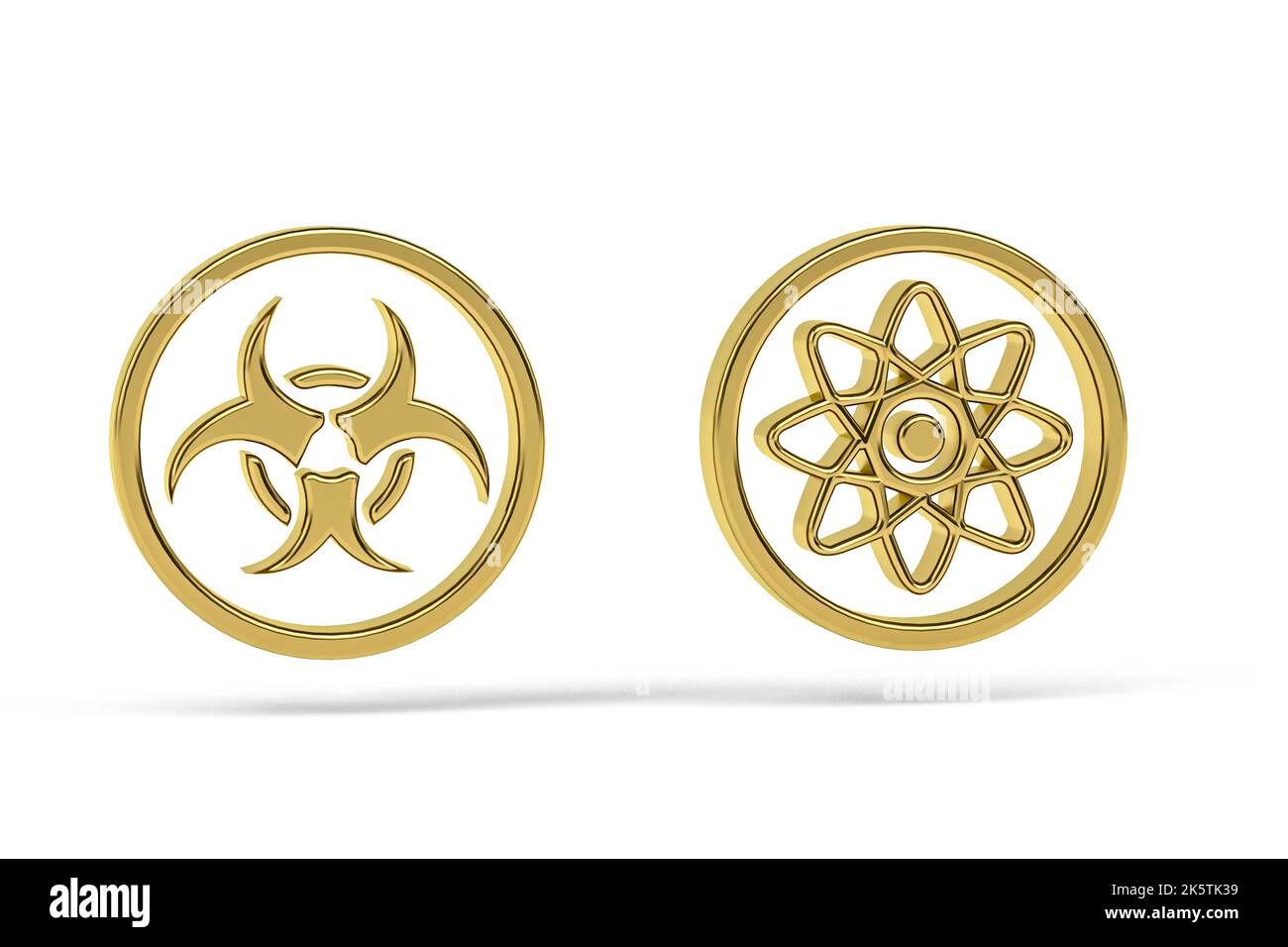 Golden 3d nuclear war icon isolated on white background - 3d render ...