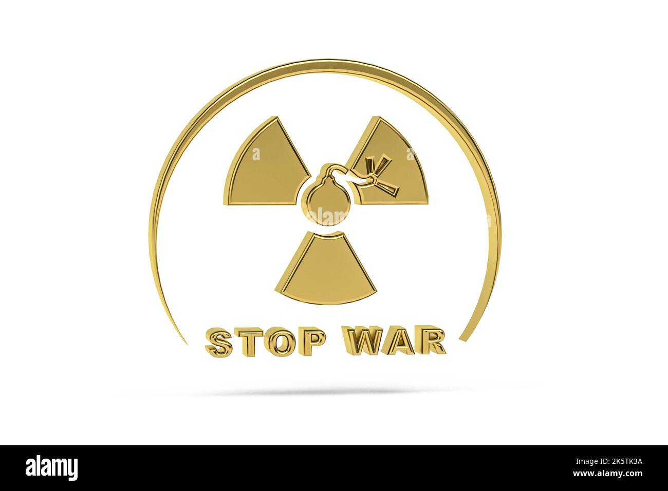 Golden 3d nuclear war icon isolated on white background - 3d render ...
