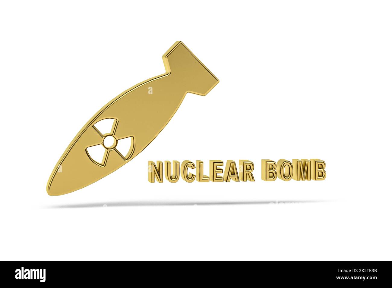 Golden 3d nuclear war icon isolated on white background - 3d render ...