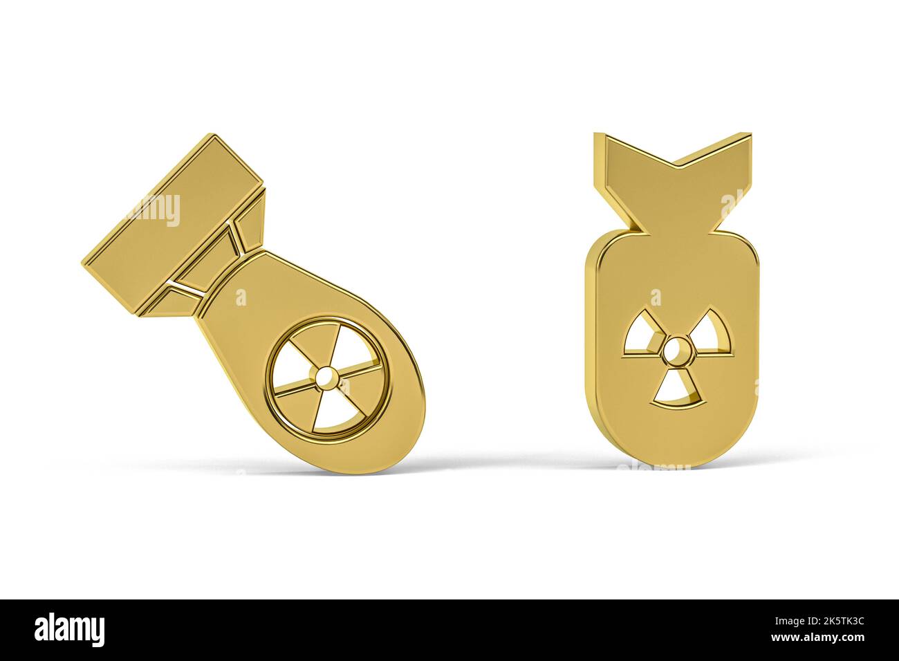 Golden 3d nuclear war icon isolated on white background - 3d render ...
