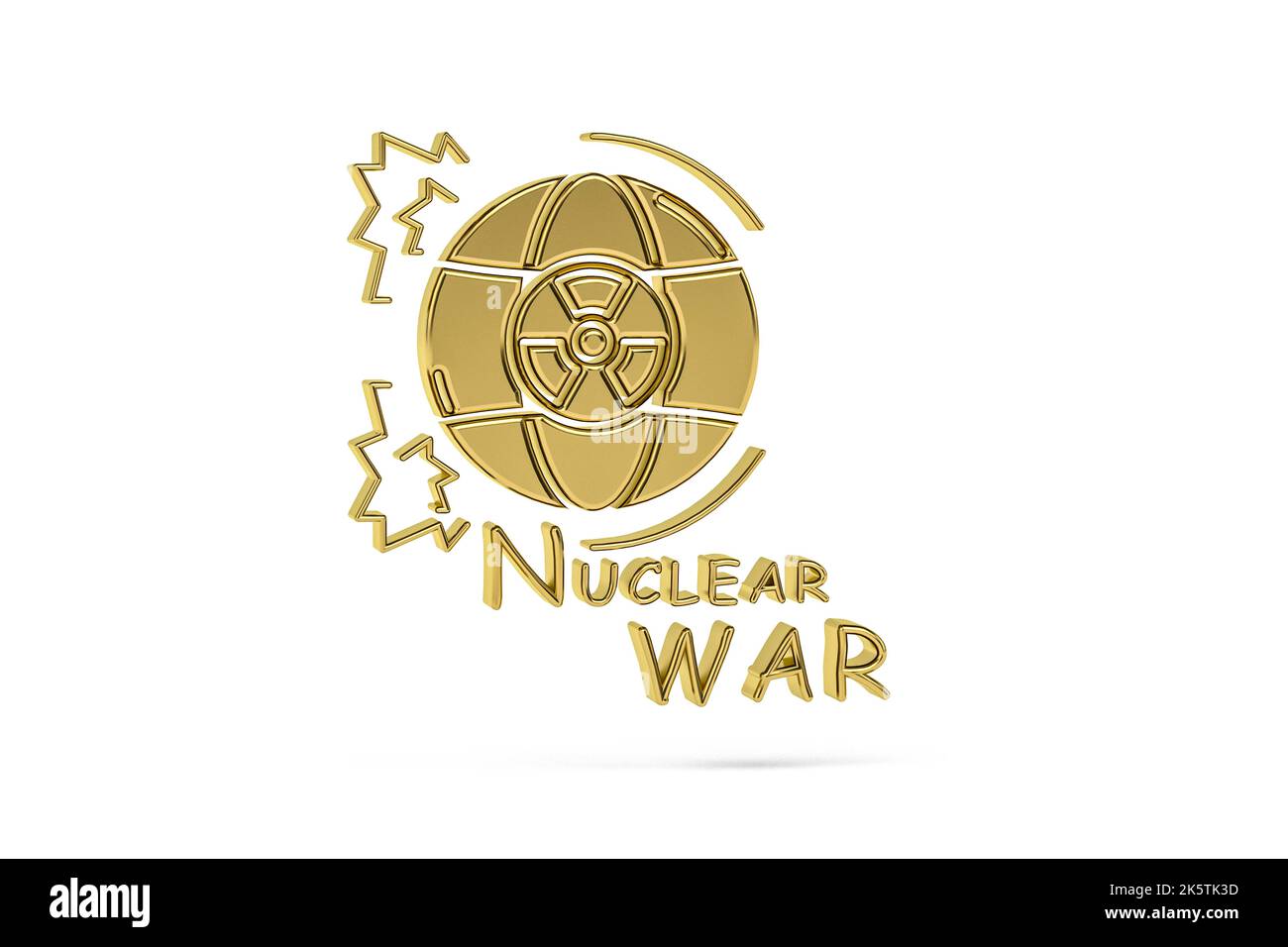 Golden 3d nuclear war icon isolated on white background - 3d render ...