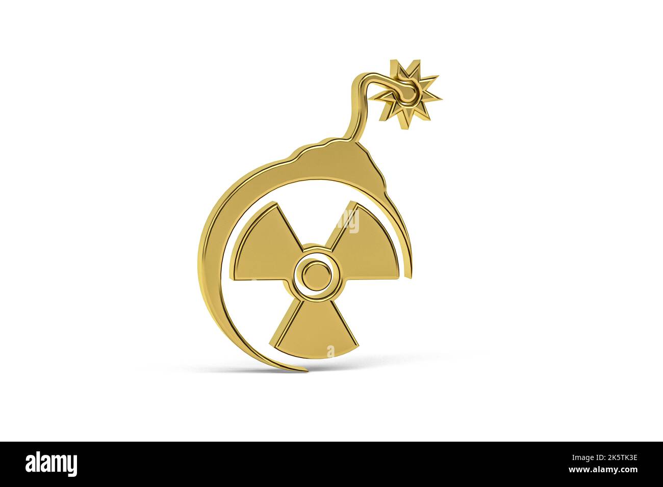 Golden 3d nuclear war icon isolated on white background - 3d render ...