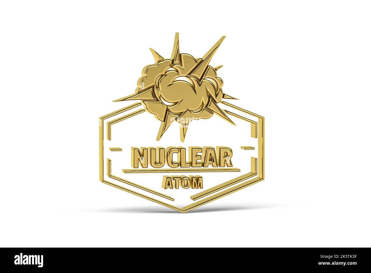 Golden 3d nuclear war icon isolated on white background - 3d render ...