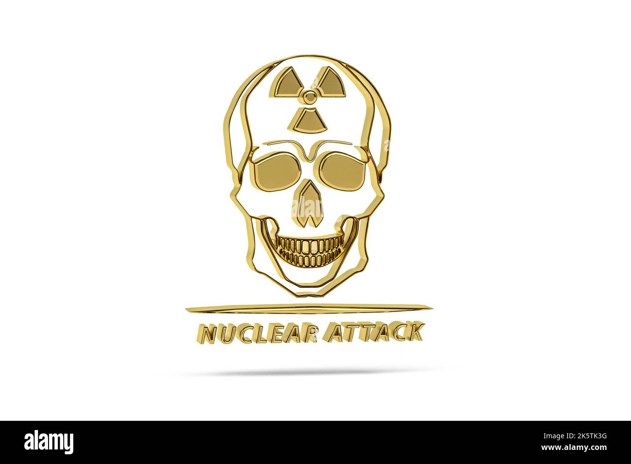 Golden 3d nuclear war icon isolated on white background - 3d render ...