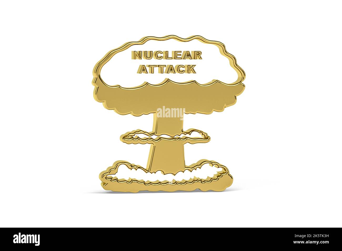 Golden 3d nuclear war icon isolated on white background - 3d render ...