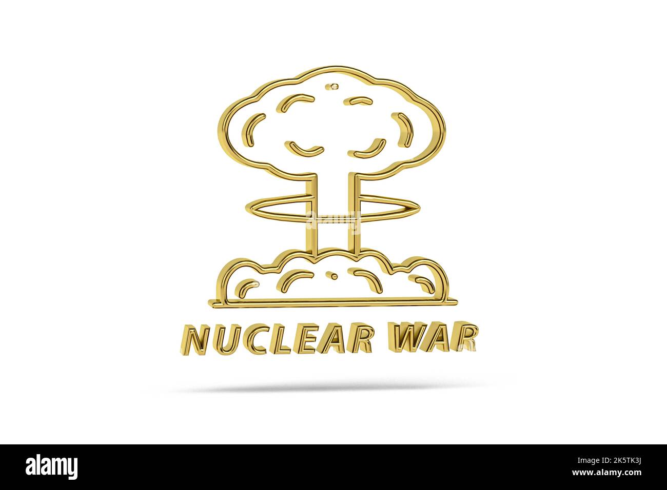 Golden 3d nuclear war icon isolated on white background - 3d render ...