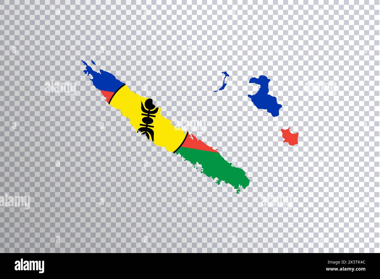 New Caledonia flag on map, transparent background, Clipping path Stock ...