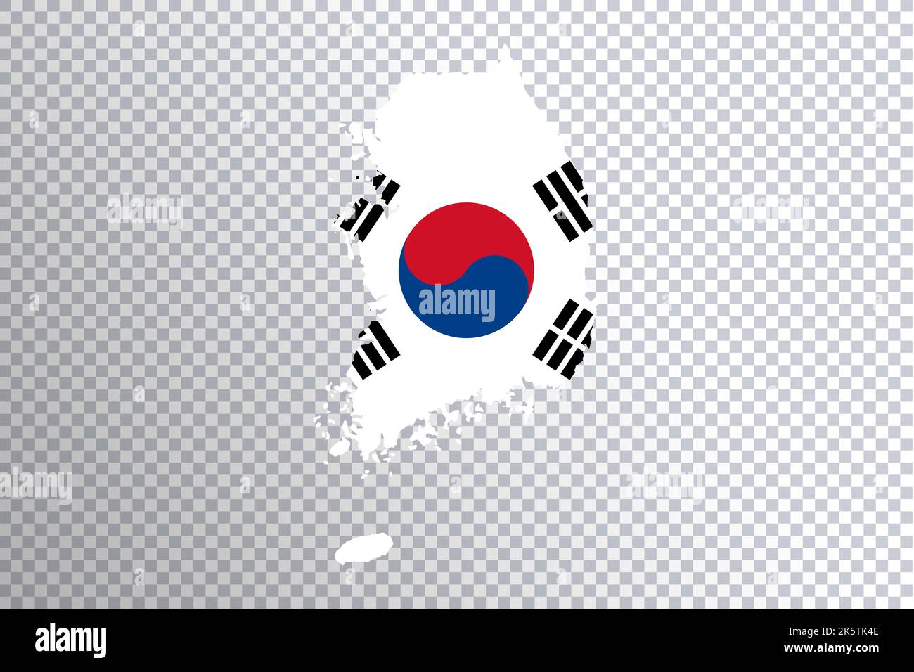 South Korea flag on map, transparent background, Clipping path Stock ...