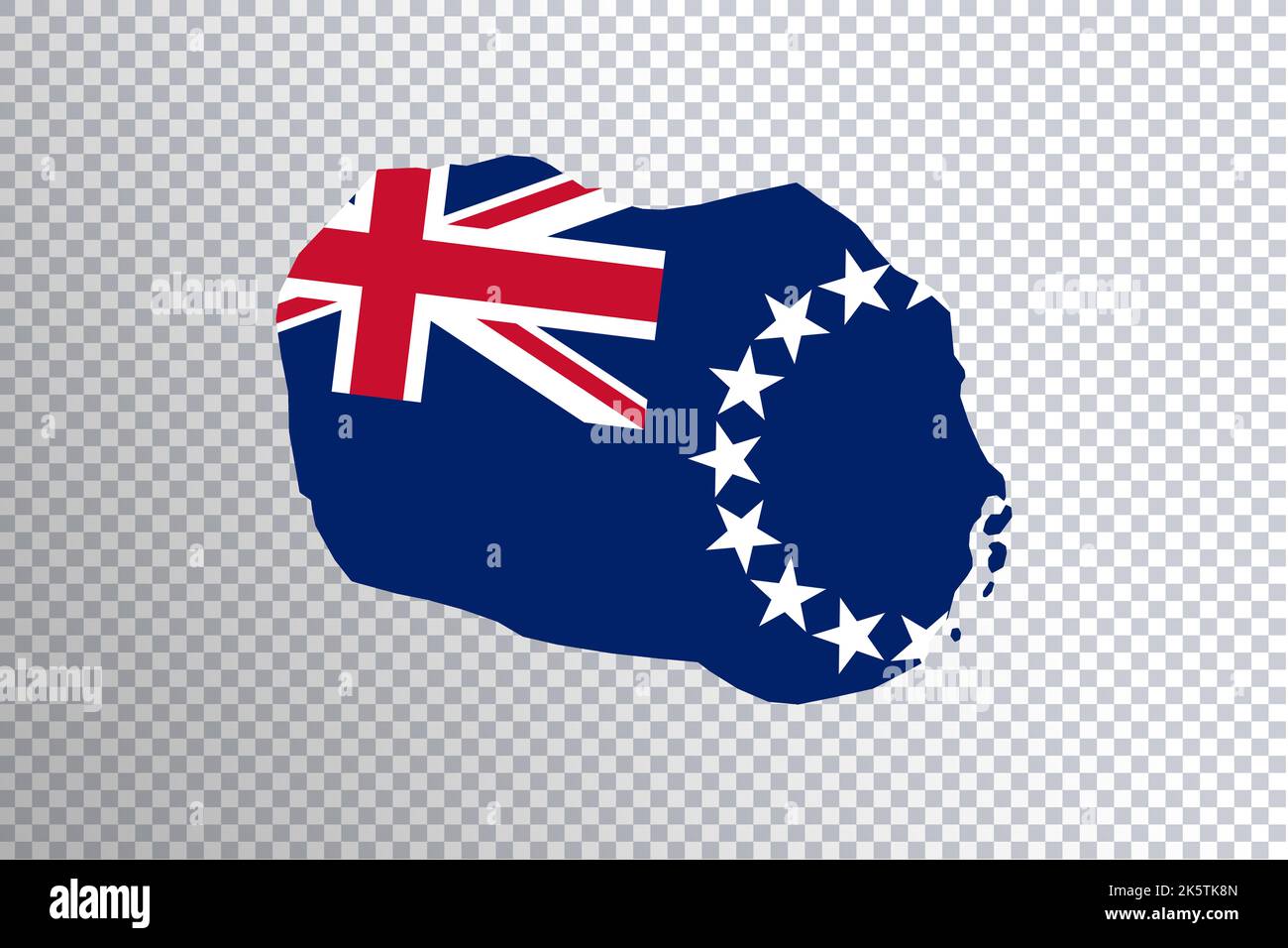 Cook Islands flag on map, transparent background, Clipping path Stock ...