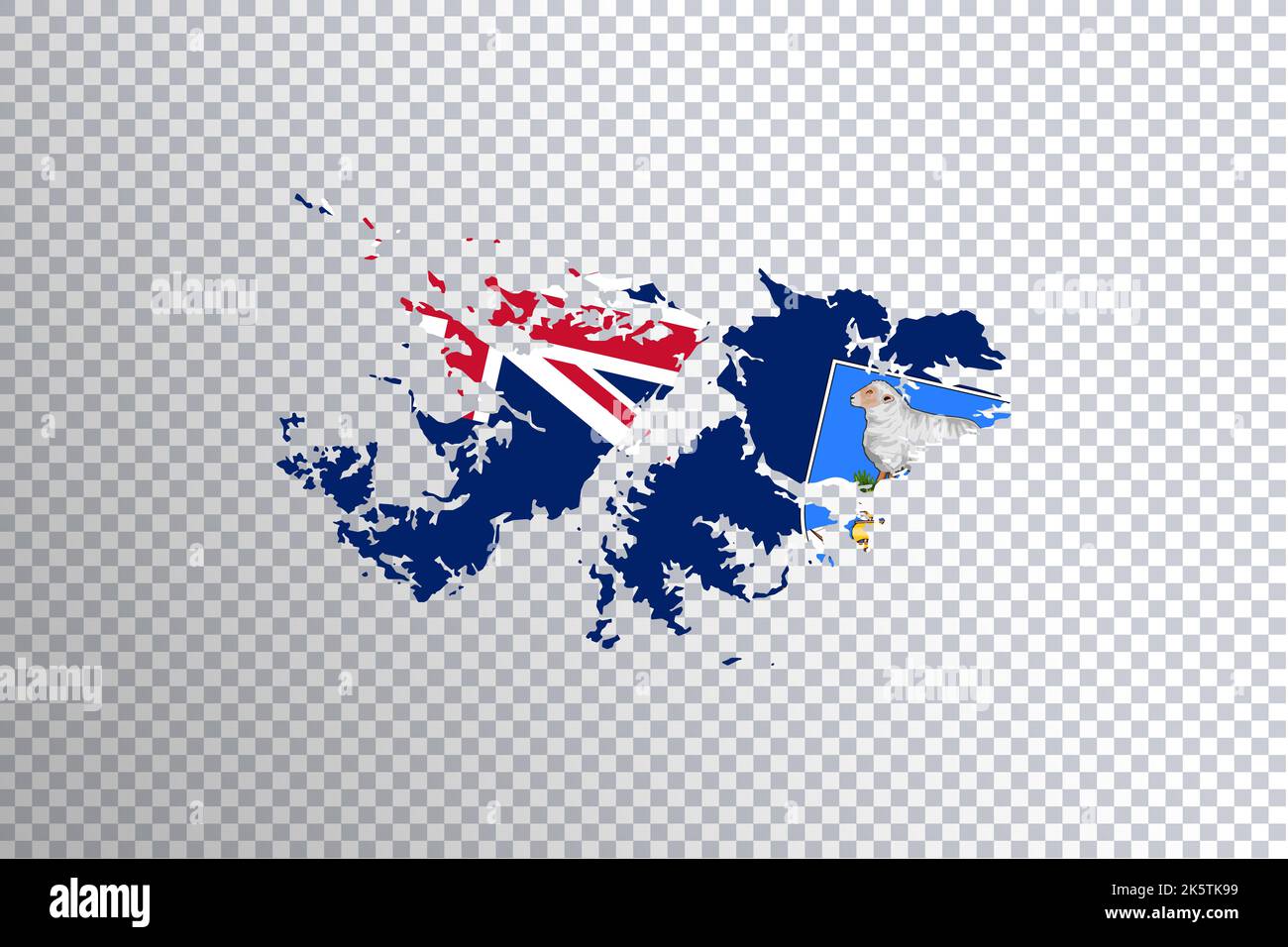 Falkland Islands flag on map, transparent background, Clipping path ...