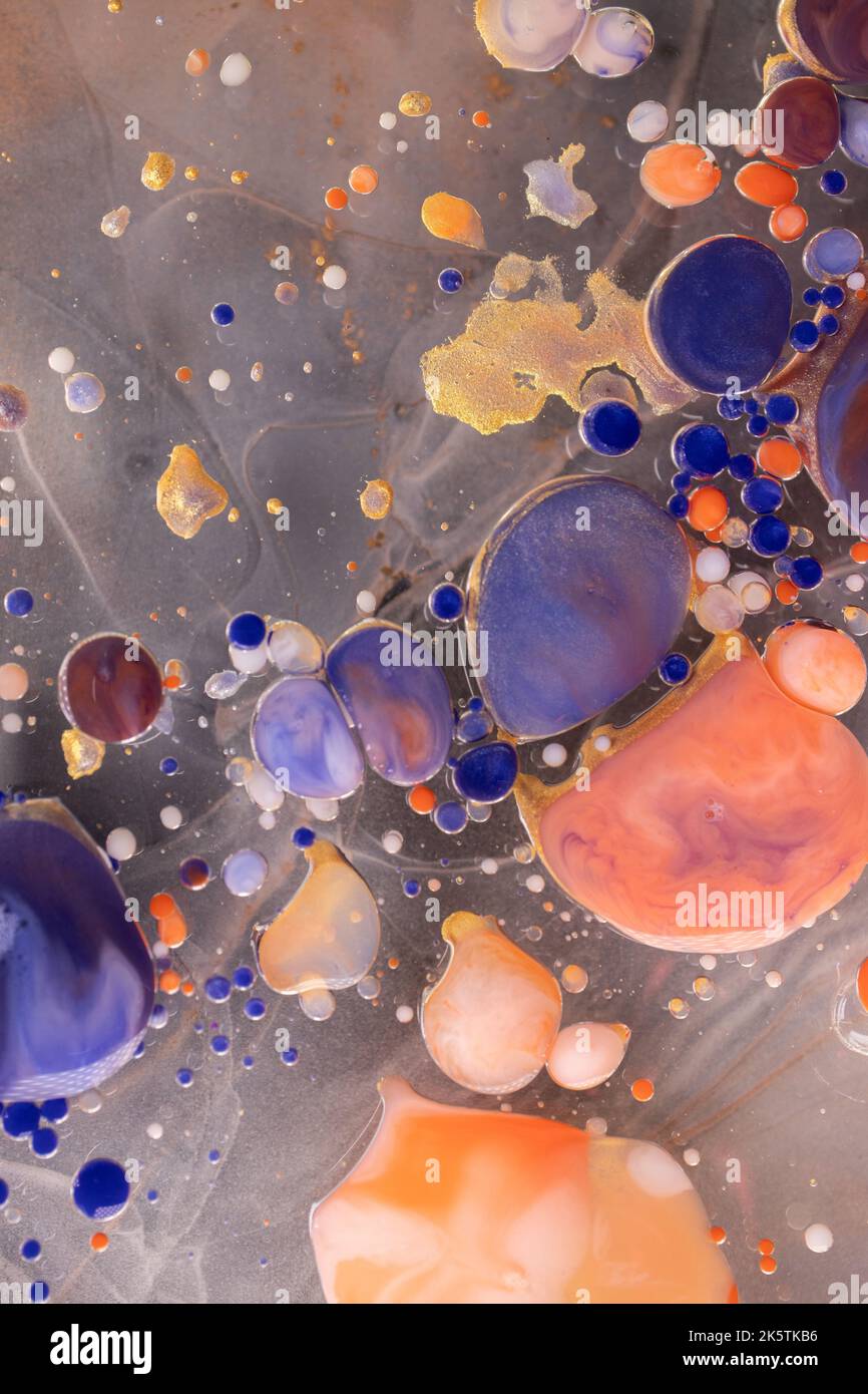 Acrylic paint balls abstract texture. Bright colors fluid, flowing ...
