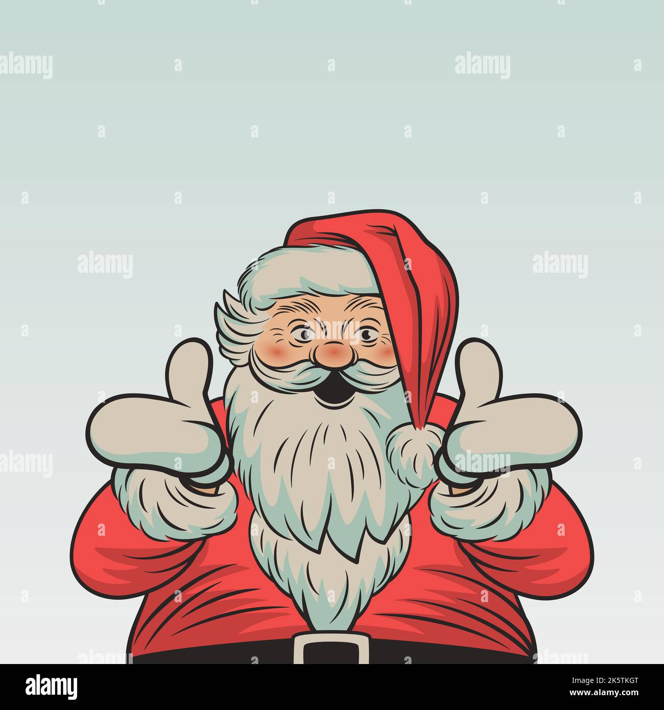 Merry Christmas Card with Happy Santa Claus in Retro Cartoon Comic ...