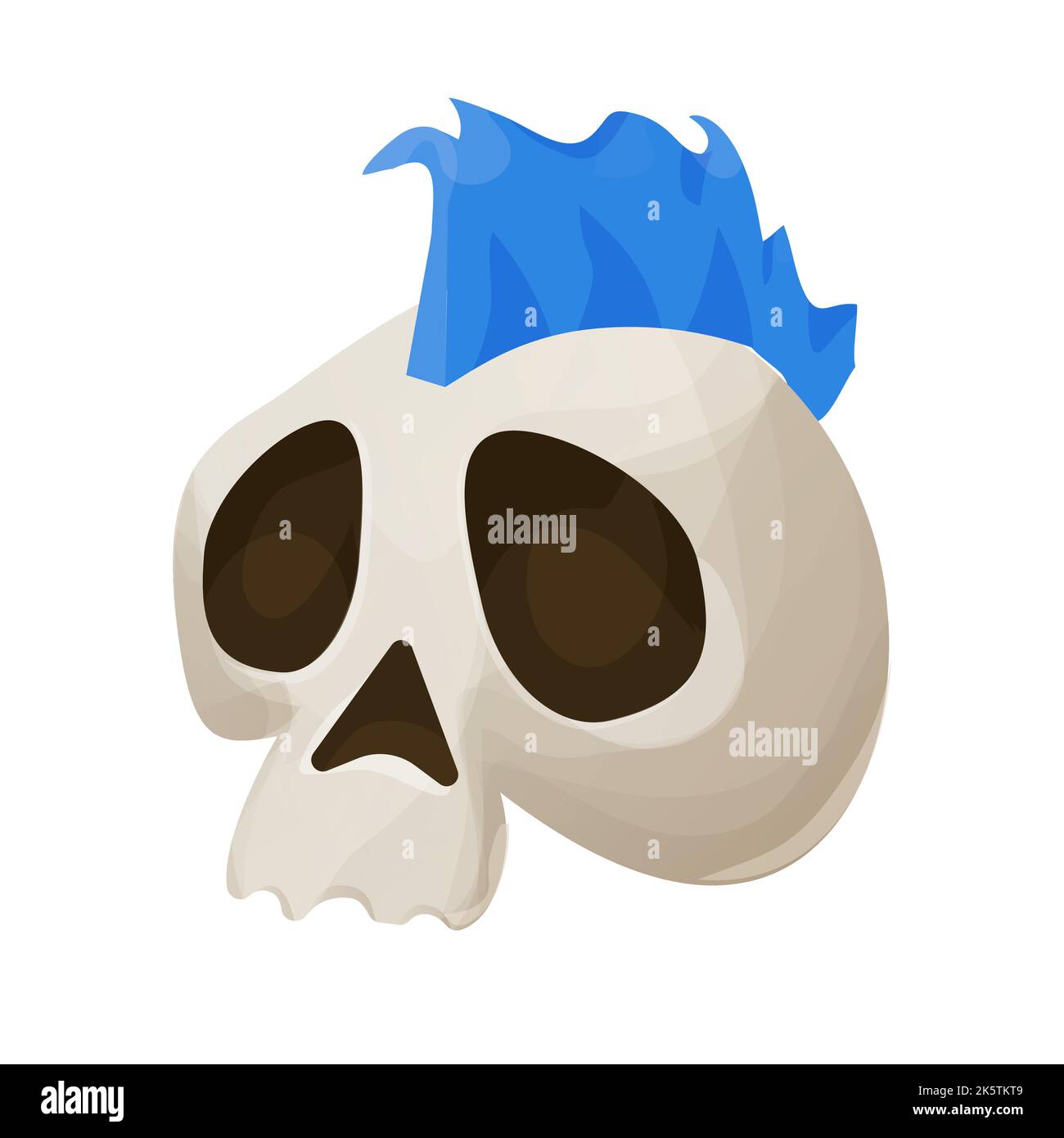 Skull, head with Mohawk hairstyle, cool punk skeleton in cartoon style ...