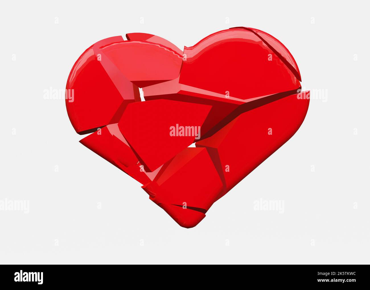 isolated 3d render of broken heart for sadness concept Stock Photo - Alamy