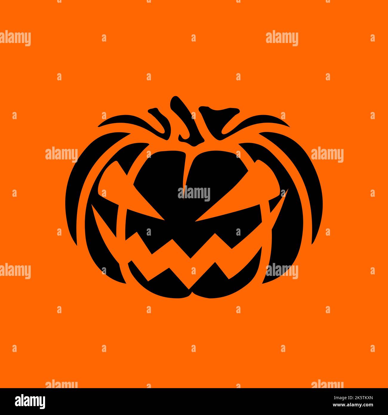 Vector Halloween symbol, scary pumpkin face with evil smile. Jack o ...