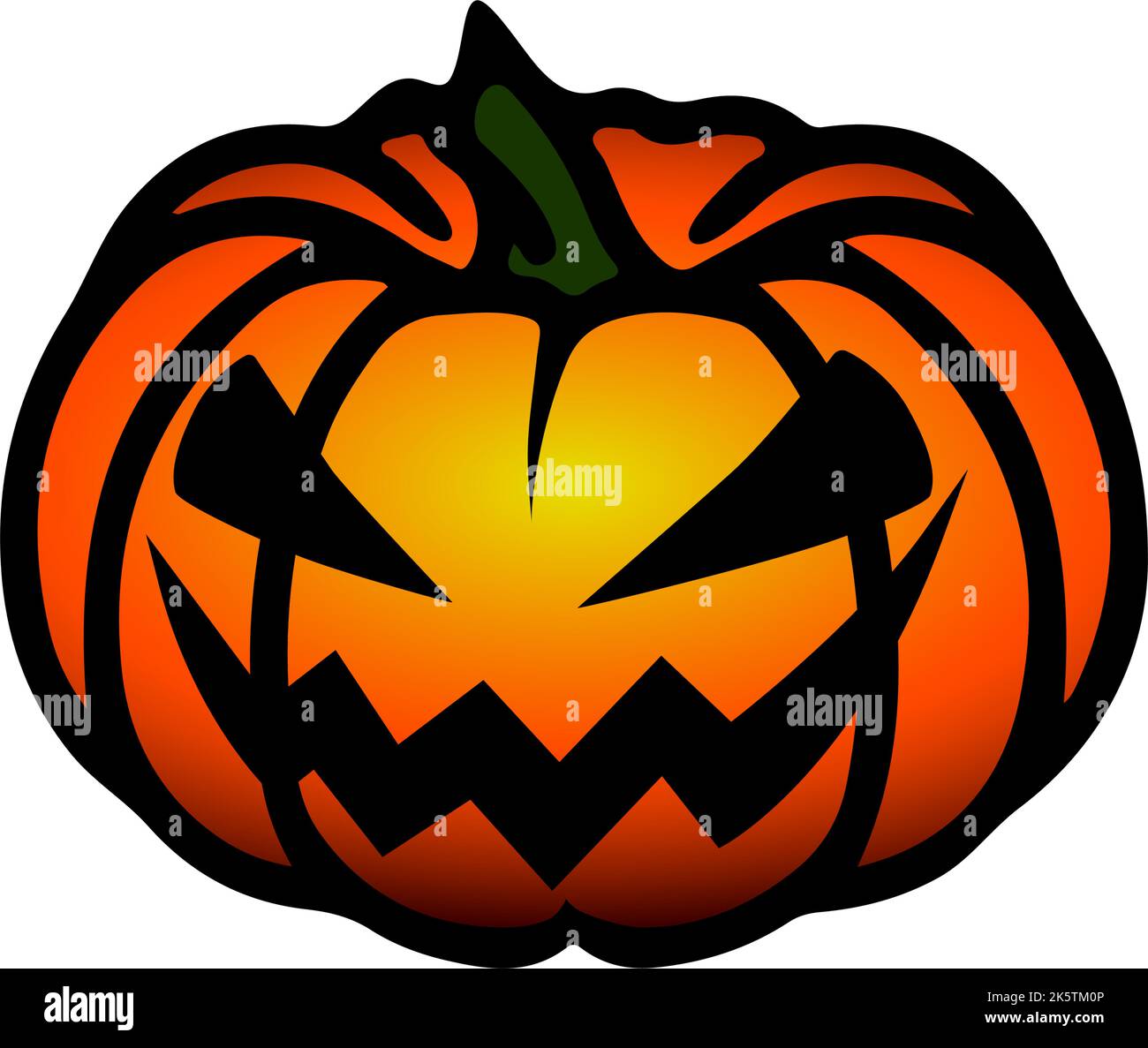 Vector Halloween symbol, scary pumpkin face with evil smile. Jack o ...