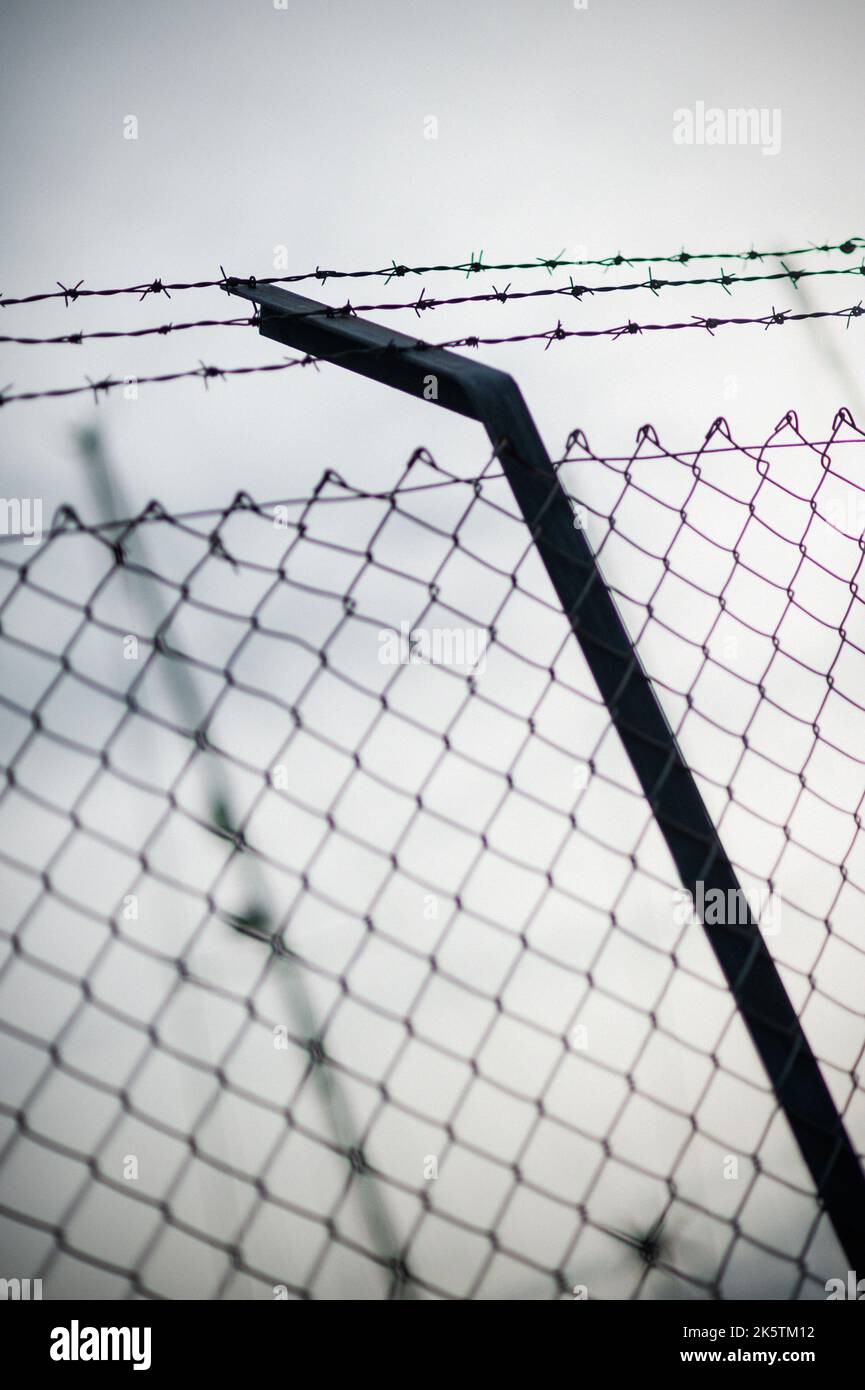 metal compound fencing Stock Photo - Alamy