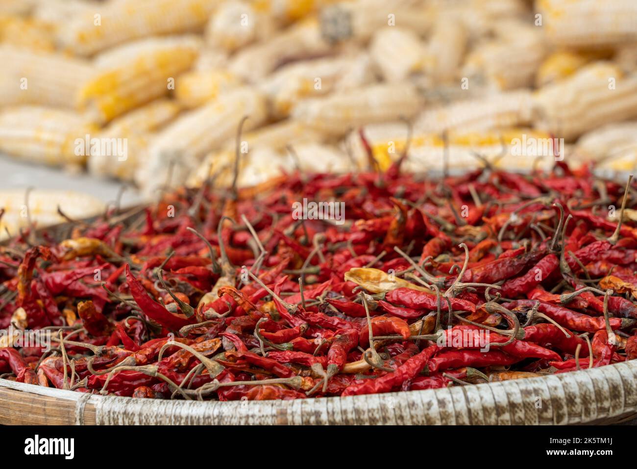 A closeup of the dried Bird's eye chili peppers Stock Photo - Alamy