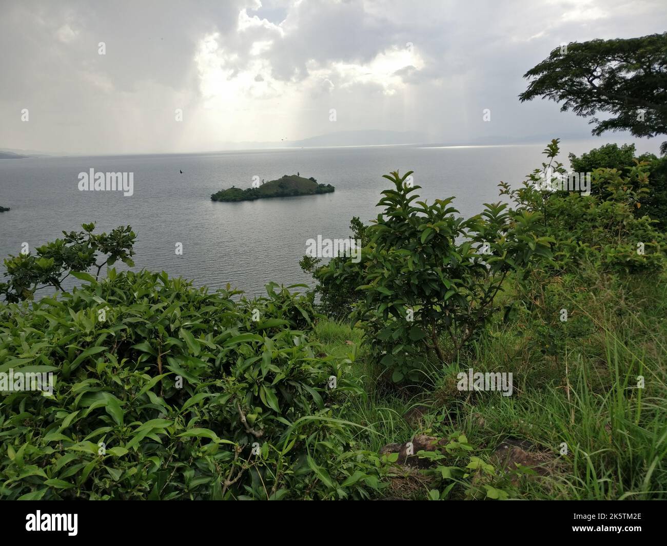 A beautiful view of Lake Kivu from island in Rwanda, Africa Stock Photo ...