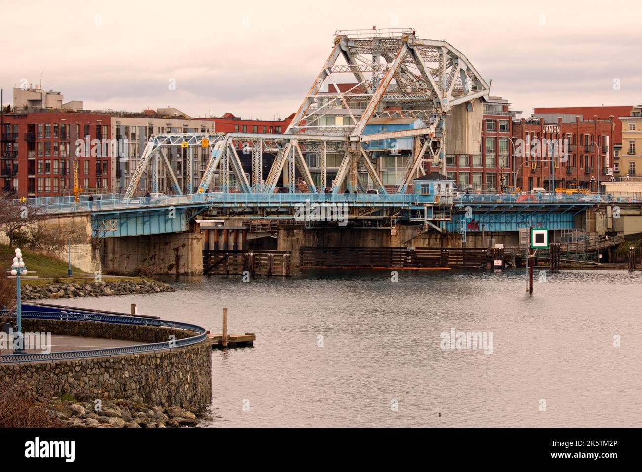 A scenic shot of the Johnson Street Bridge in British Columbia, Canada ...
