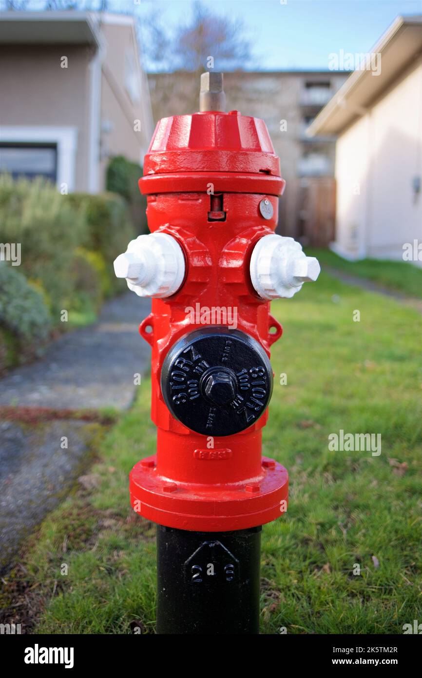 A closeup of a red fire hydrant, a vertical shot Stock Photo - Alamy
