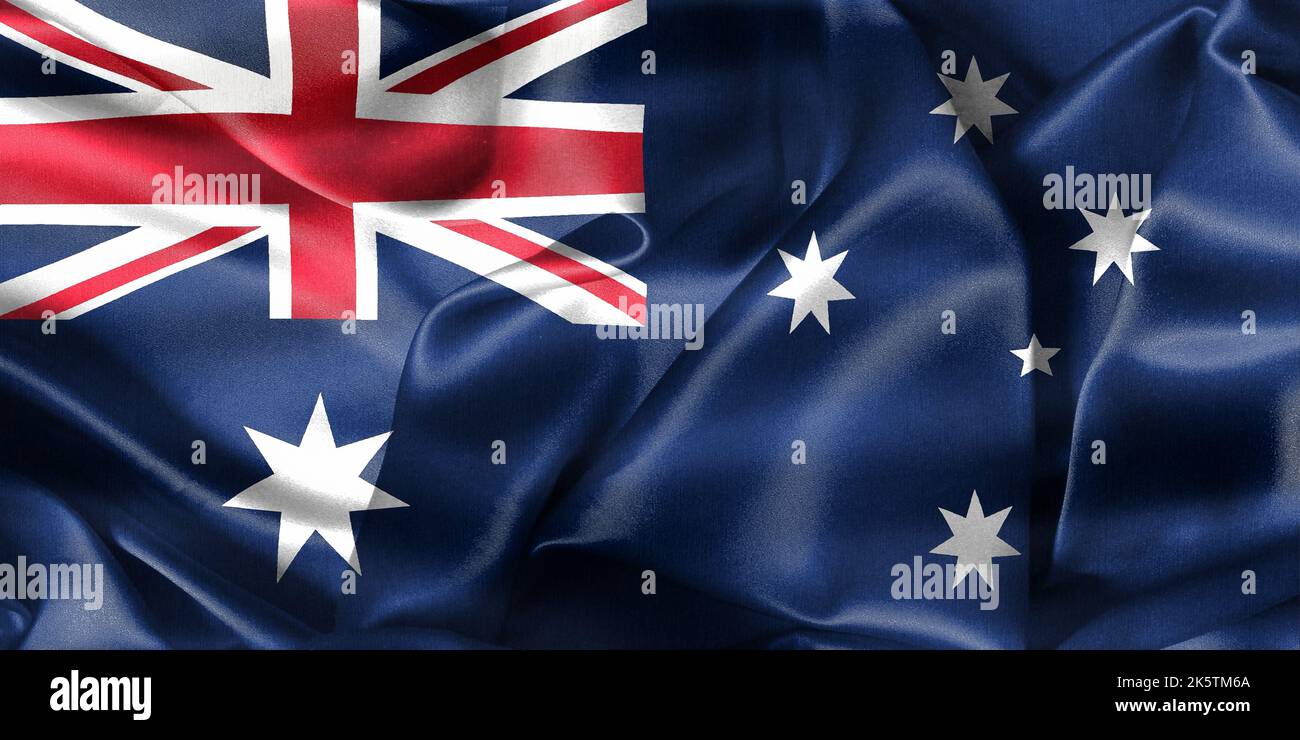 Realistic Australia flag - waving fabric flag Stock Photo - Alamy