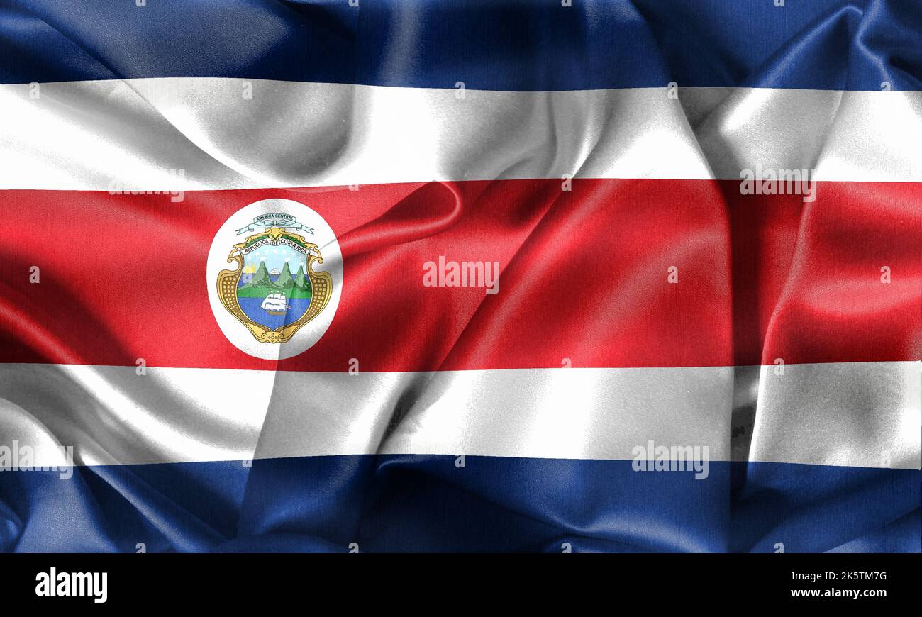 Realistic Costa Rica flag - realistic waving fabric flag Stock Photo ...