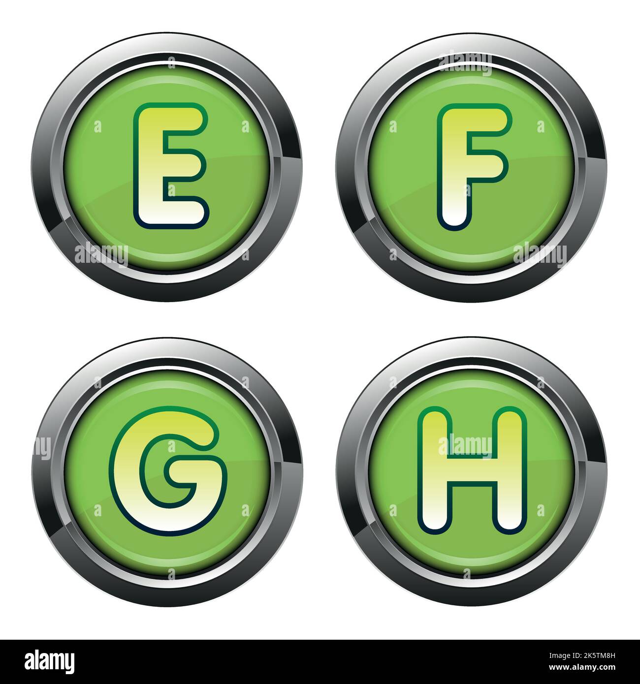 Alphabet signs in chrome buttons Stock Vector Image & Art - Alamy