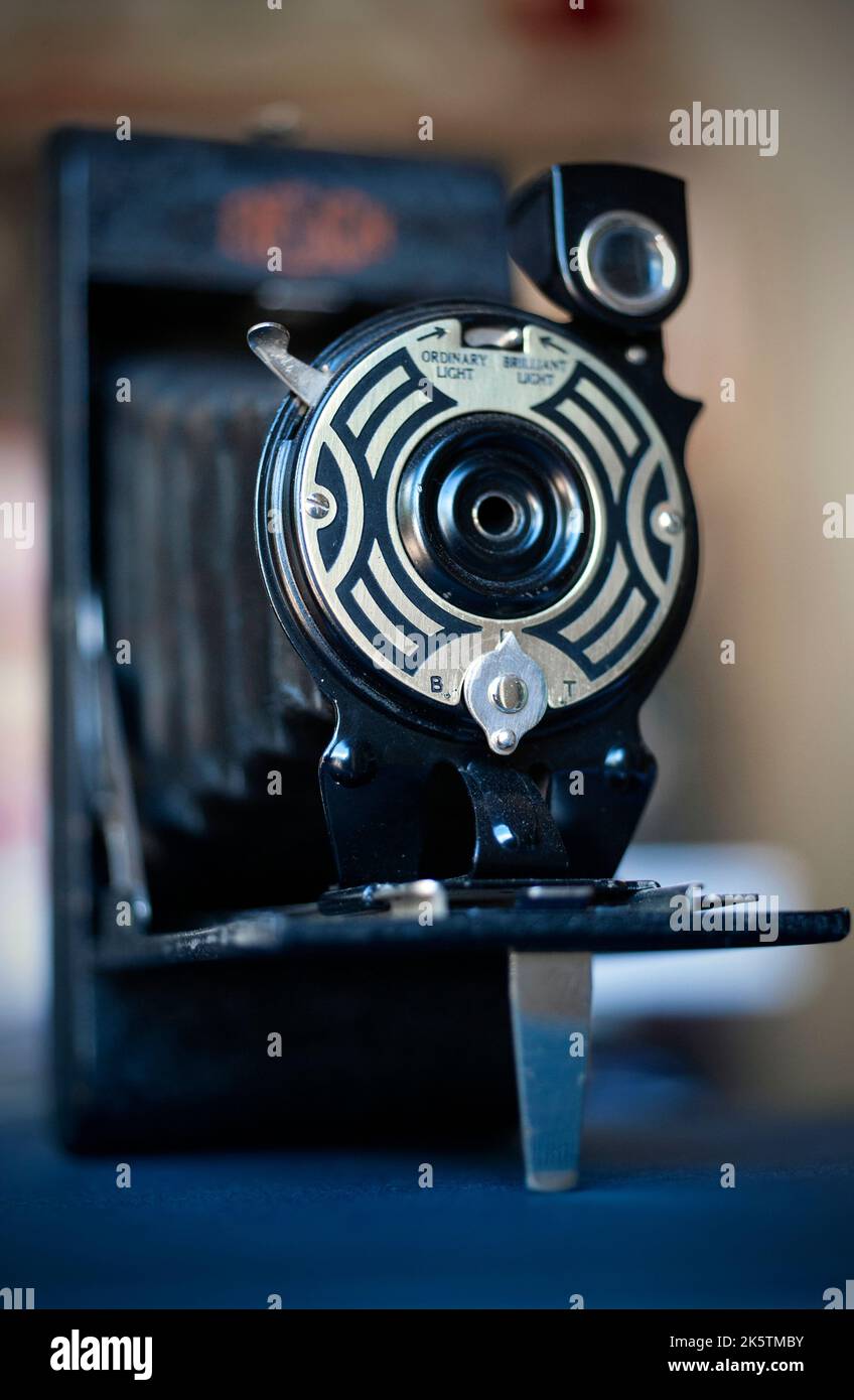 vintage simple consumer old fashioned bellows film camera Stock Photo ...