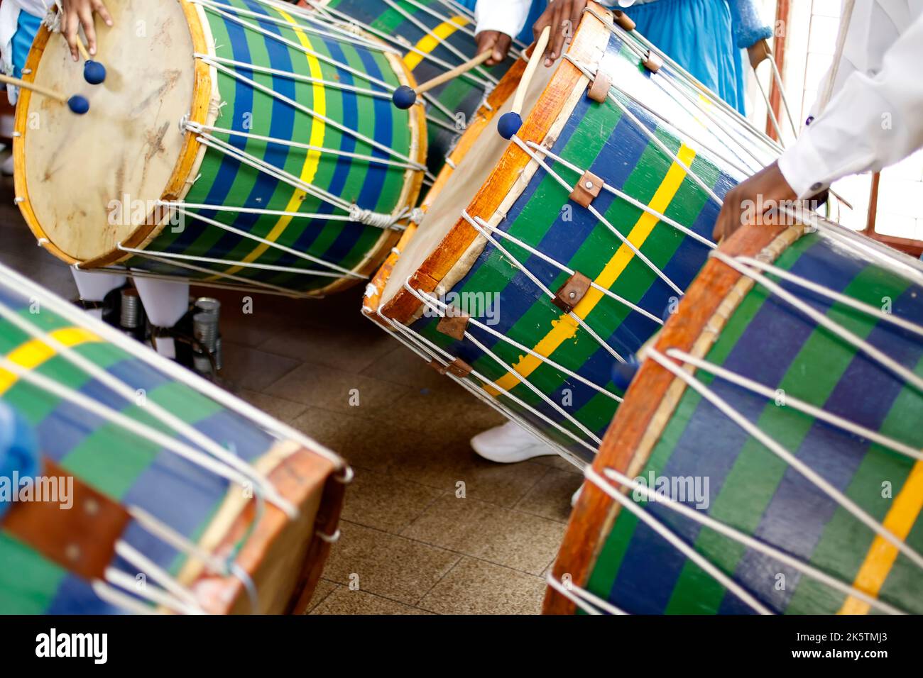 detail of percussive instruments characteristic of the rosary festival ...