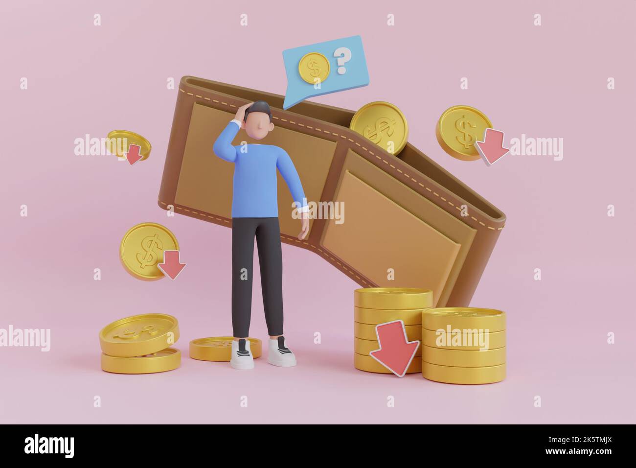 3D Illustration of Economic Recession. 3D Illustration of World Crisis ...