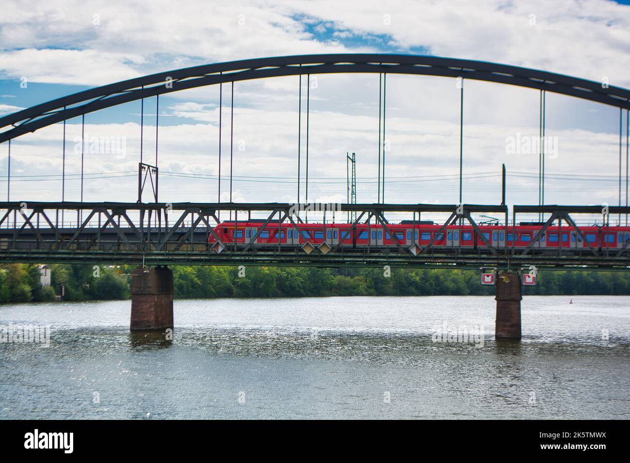Frankfurt am Main, Germany - Train ride in Frankfurt over old steel ...