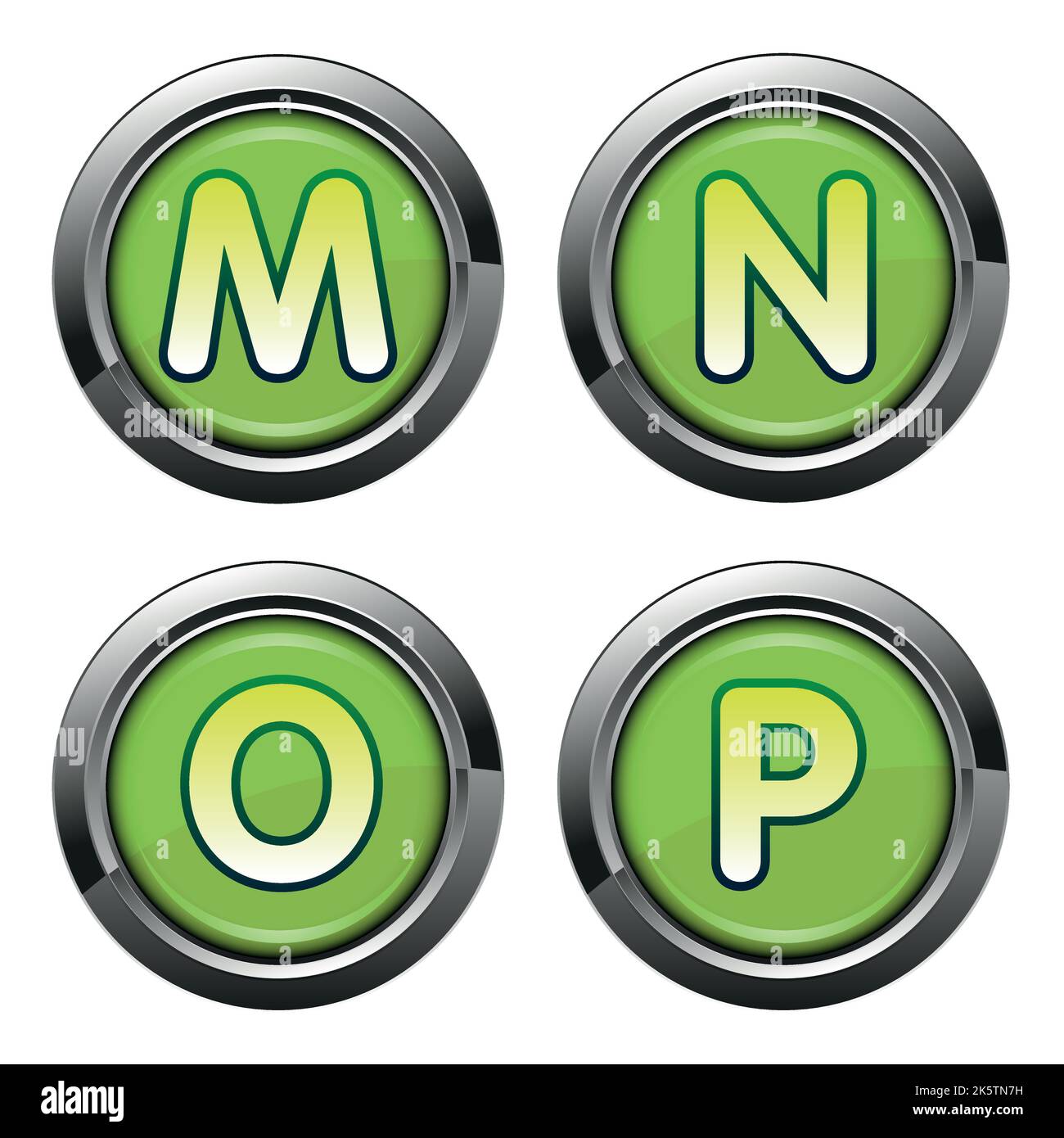 Alphabet signs in chrome buttons Stock Vector Image & Art - Alamy