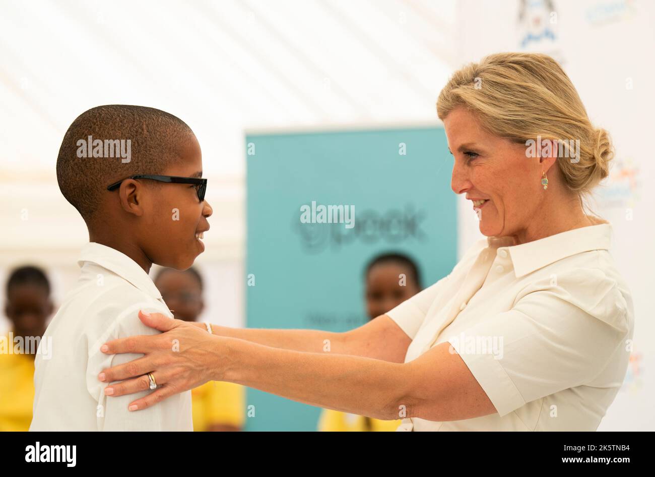 The Countess of Wessex gives glasses to children who have participated ...