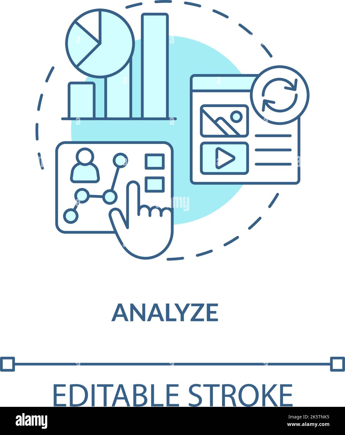 Analyze customer data turquoise concept icon Stock Vector Image & Art - Alamy